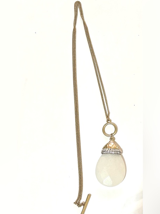 Handmade | Jewelry | Goldtone Pendant Necklace With White Teardrop ...